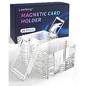 Magnetic Card Holders 24 Pack, 35PT One Touch Card Holder for Trading Card, Baseball Card, Sports Card