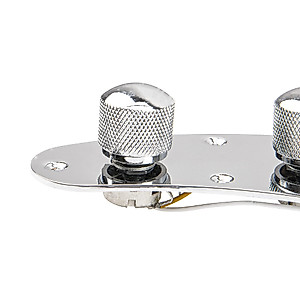 1Pcs Yootones Prewired Bass Switch Control Plate Wired Loaded Control Plate with Switch Knob Compatible with Electric Bass (Silver)