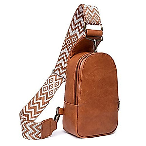 DIVCIDLC Women Small Sling Backpack Shoulder Crossbody Purse With Guitar Strap Chest Bags Satchel for Outdoor, Brown