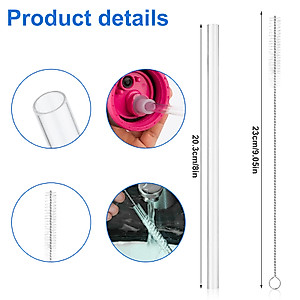 6pcs Replacement Straws, Reusable Straws with Cleaning Brush Replacement Straw Set Compatible with Contigo Ashland 2.0 24oz
