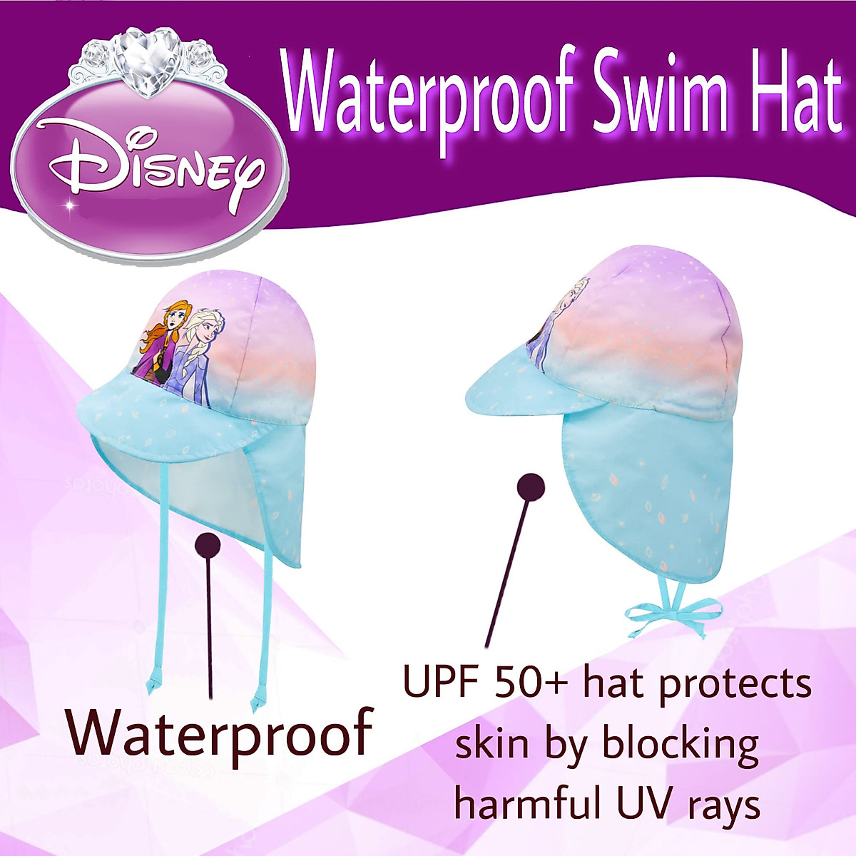 Disney Toddler Swim Hat for Girls, Baby Girl Swim Hat, Toddler Swim Cap with Frozen, Minnie & Princess, Toddler Hat