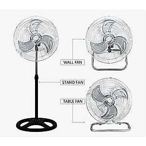 PrimeTrendz 3 in 1 (Stand + Desk + Wall Fan) High Velocity 18 Inch Industrial Grade Floor Stand Mount Oscillating Blower Fan (3 Blade)