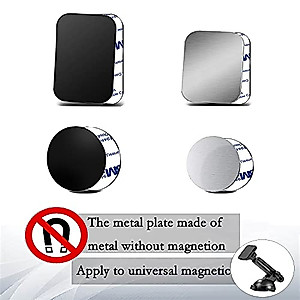 Vikeivty 12 Pack Mount Metal Plate for Phone Magnet with 4 Different Size Car Mount Holder Cradle with 3M Adhesive, Compatible with Magnetic Mounts (6 Rectangle and 6 Round), Black+Sliver