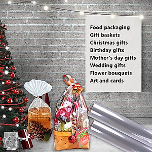 HOMPAL Clear Cellophane Wrap Roll 33''x115Ft, Clear Cellophane Wrapping Paper|Christmas Wrap Roll|Cellophane Roll | Cellophane Wrap for Christmas Gifts, Baskets, Flowers