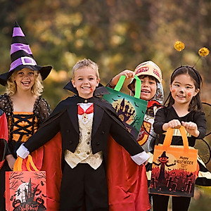 BAHABY 12PCS Halloween Treat Bags Large Gift Bags with Handles Trick or Treat Bags for Kids Halloween Party Favors