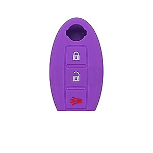 SEGADEN Silicone Cover Protector Case Holder Skin Jacket Compatible with NISSAN 3 Button Smart Remote Key Fob CV9501 Purple