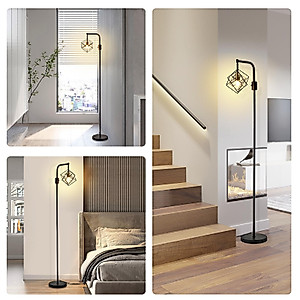 BEHIYA Dimmable Farmhouse Floor Lamp for Living Room, 1 Light Rustic Standing Tall Lamp, Modern Bright Floor Lamp, Industrial Standing Lamp for Bedroom, Tall Pole Lamps Office, LED Bulbs Included.