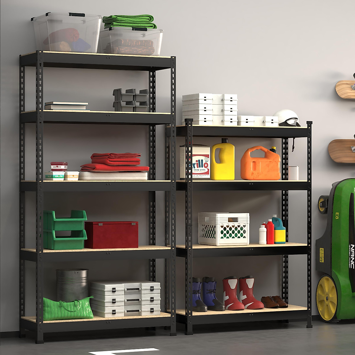 PrimeZone 4 Tier 36" W x 16" D x 55" H Storage Shelves - Adjustable Garage Storage Shelving, Heavy Duty Metal Storage Utility Rack Shelf Unit for Warehouse Pantry Closet Kitchen, Black