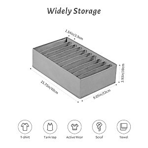 Coorganisers 4 Packs T-shirt Drawer Organizers for Clothing,10 Grids Compartment Storage Box Wardrobe Clothes Organizer, Washable Clothes Organizer for Folded Clothes, T-shirt, Legging, Silk Scarve