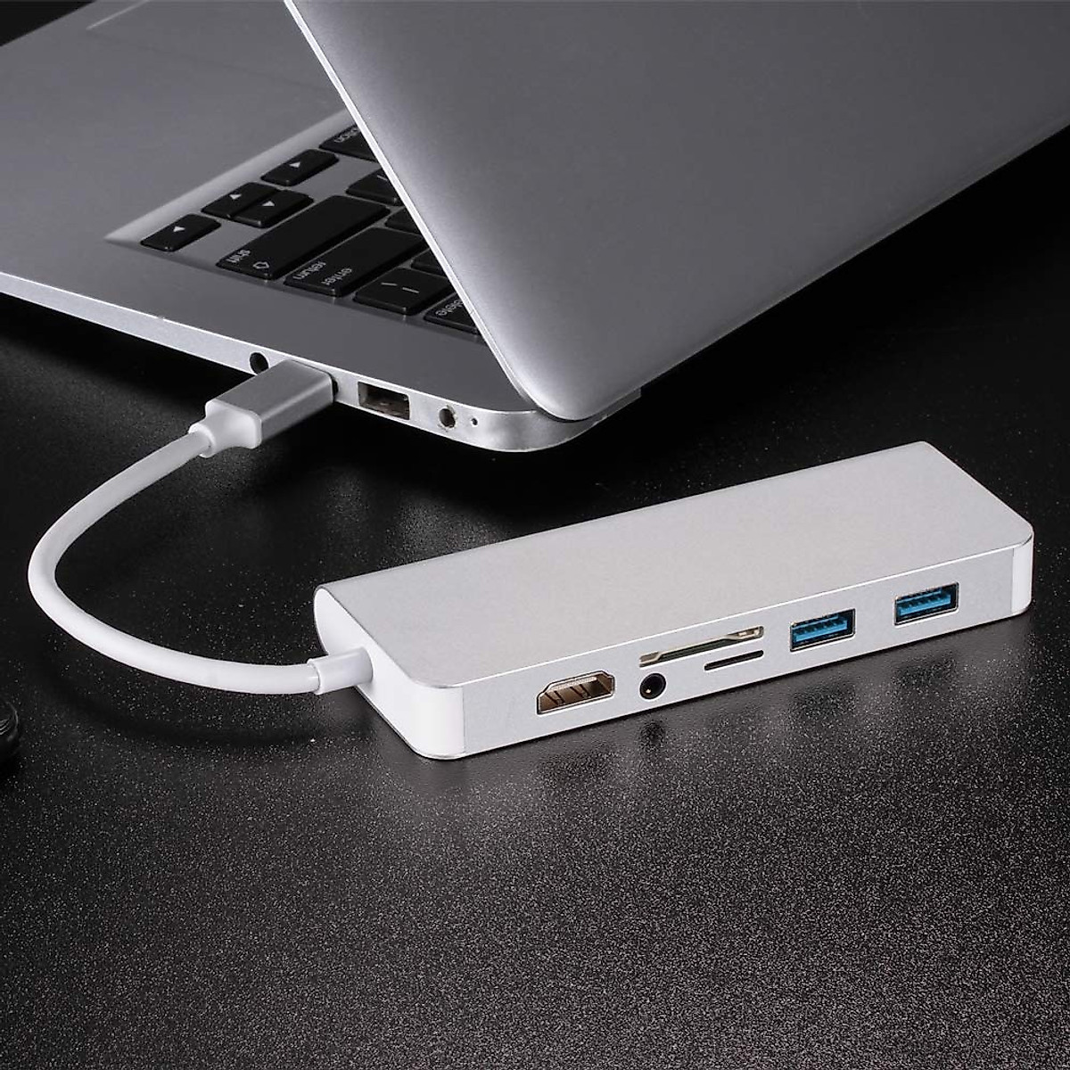 USB Hub Portable USB Hub Type-c Turn hdmi Gigabit Network Card Multi-Function Converter HDMI+RJ45+PD+Audio+USB3.02+SD+TF Eight-in-one Expansion Dock Multi-Function HUB(Silver Gray)