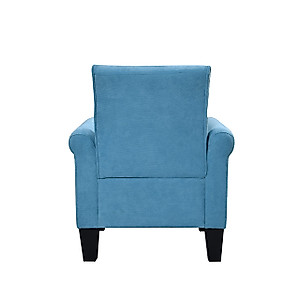 Tiokop Accent Living Room Chairs Modern Linen Fabric Comfy Reading Armchair for Bedroom Small Spaces Apartment Office, Light Blue