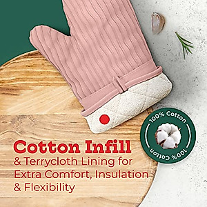 Big Red House Silicone Oven Mitts Heat Resistant Kitchen Gloves with Fingers, Professional Grade Protection for Hot Cooking, Baking - Pink Pair