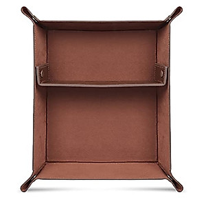 Londo Leather Tray Organizer - Practical Storage Box for Wallets, Watches, Keys, Coins, Cell Phones and Office Equipment