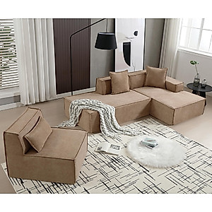HZANHY Modular Sectional Sofa Couch, L-Shape Upholstered Cloud Couch, Modern Minimalist Couches for Living Room, Deep Seat Corner Couch, Right Facing Chaise