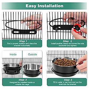 Dog Crate Water Bowl No Spill, 2 Pack Dog Crate Bowls Hanging, Kennel Water Food Bowls Mountable, Pet Cage Accessories Feeder Dish, Large Stainless Steel Coop Cup for Cat Puppy Bunny Guinea Pig Ferret