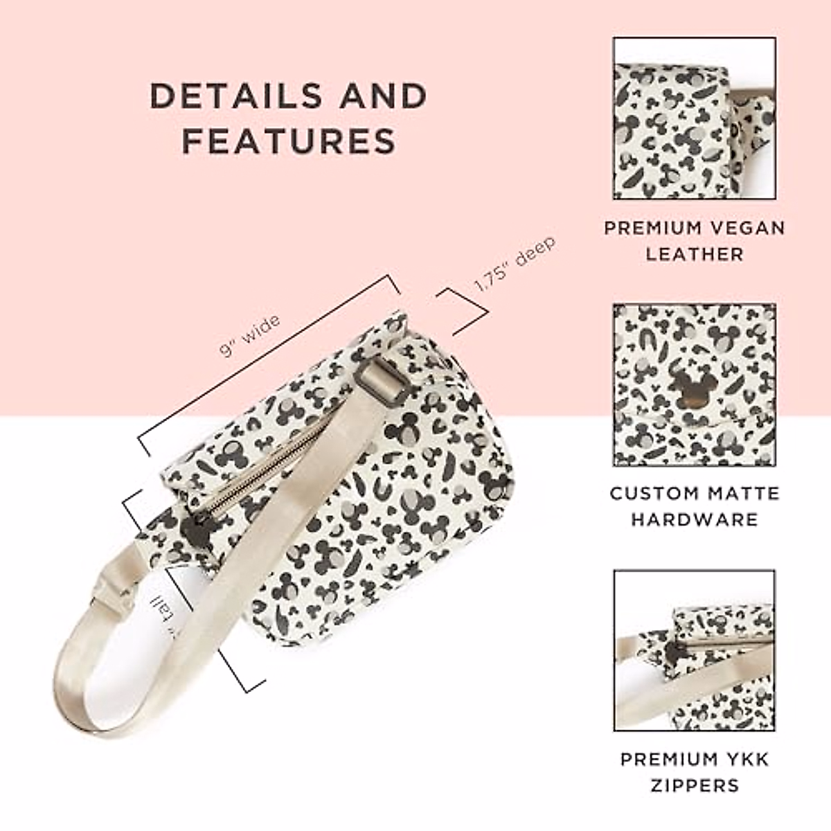 Freshly Picked Mickey Leopard Park Waist Pack, Disney Fanny Pack, Wear as a Belt Bag or Crossbody Fanny Pack (Mickey Leopard)