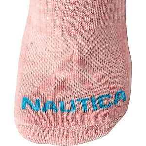 Nautica Women's Socks - Athletic Cushion Quarter Cut Socks (6 Pack), Size 4-10, Pink Heather Assorted