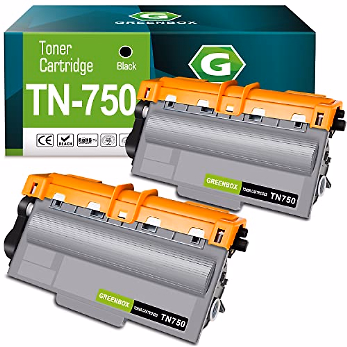 GREENBOX Compatible Toner Cartridge Replacement for Brother TN750 TN-750 TN720 TN-720 for Brother HL-5470DW HL-6180DW MFC-8910DW MFC-8710DW MFC-8950DW DCP-8155DN MFC-8810DW Printer (2 Black)