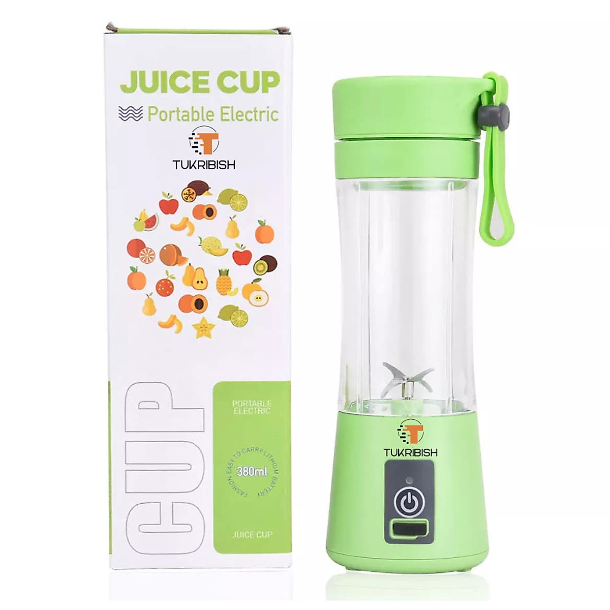 Tukribish Portable Blender for shakes and smoothies, Cordless Personal Mini Travel Fruit Juicer Cup Mixer Electric Smoothie Blender Maker, 13oz Bottles, USB Rechargeable (Green)