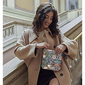 Signare Tapestry Small Crossbody Bag Sling Bag for Women with Flower and Bird William Morris Strawberry Thief Blue Design (SLING -STBL)