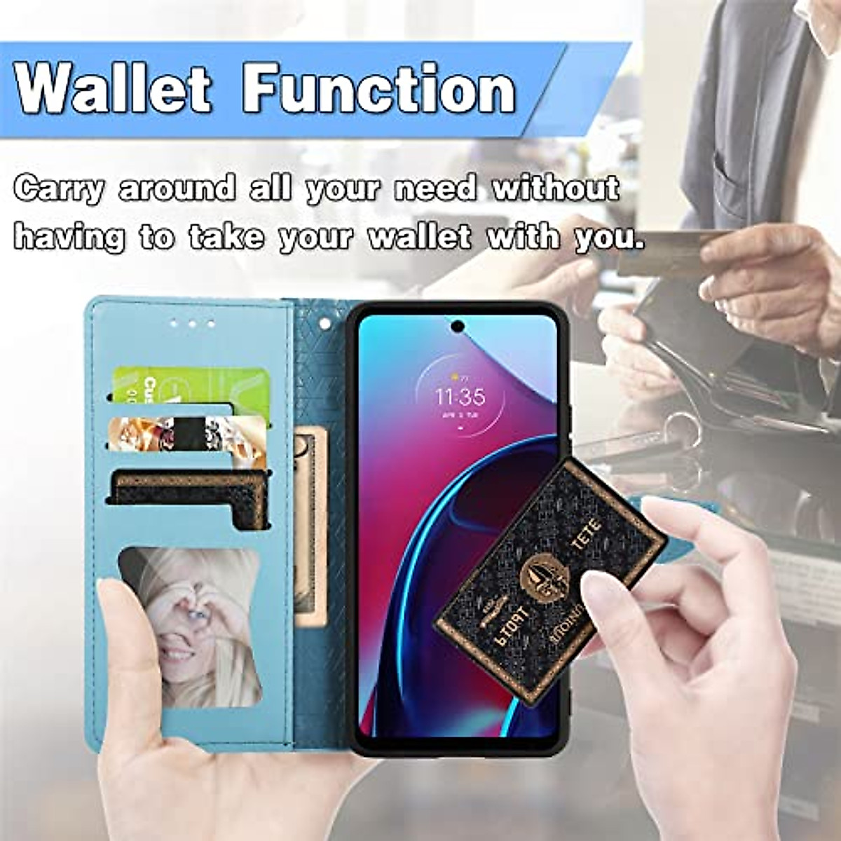 ONV Wallet Case for Oppo A12-1.5M Adjustable Strap Emboss Feather Flip Phone Case Card Slot Magnet Leather Shell Flip Stand Cover for Oppo A7 / Oppo A5S / Oppo AX5S / Oppo A12 [MZY] -Blue