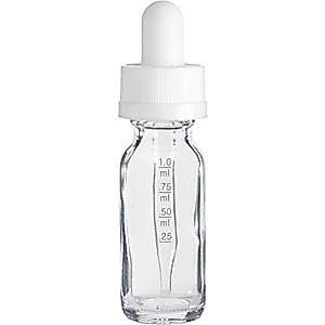 Comfort Axis Child Resistant Calibrated Glass Eye Dropper for 1/2 oz Bottle, White, 18-400 Neck Finish (10 Pack)