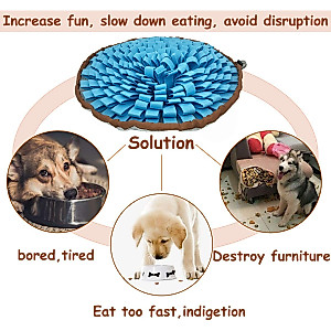 NEECONG Dog Snuffle-Mat Slow-Feeder-Bowl - Simulating Grassland for Boredom, Encourages Natural Foraging Skills for Pet, Treat Indoor Outdoor Stress Relief（Blue）