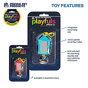 Prevue Hendryx Sound & Movement Birdie Basics Lantern Mirror Bird Toy 60420