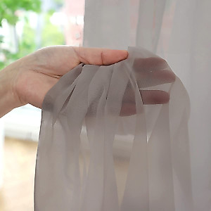 Window Light Gray Sheer Curtains 84 Inches Long 2 Panels Sheer Curtain Basic Rod Pocket Panel for Bedroom Children Living Room Yard Kitchen