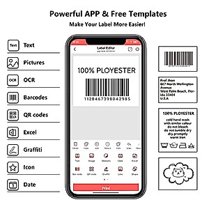 AOPICK Label-Maker Barcode-Label-Printer, P50 Portable Thermal Label Maker Machine with Tape for Address, Clothing, Jewelry, Retail, Barcode, Small Business Home Office Compatible iOS Android-White