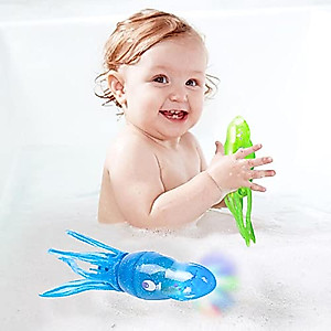 Diving Squid Pool Bath Toys for Kids,Electric Octopus Diving Fish,Torpedo Summer Toys, Swimming Training Pool Game for Learning to Swim,Squid Underwater Toys for Kids and Adults(8.3in,Blue)