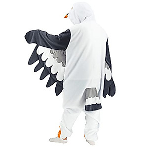 Adult Seagull One Piece Pajamas Animal Cosplay Halloween Costume for Men Women