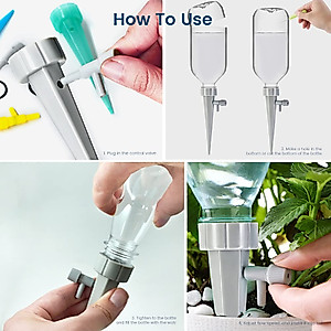 eusbon 18PCS Plant Self-Water Spikes Watering Devices, Adjustable Watering System with Control Valve Switch for Indoor Outdoor Plants Vegetables