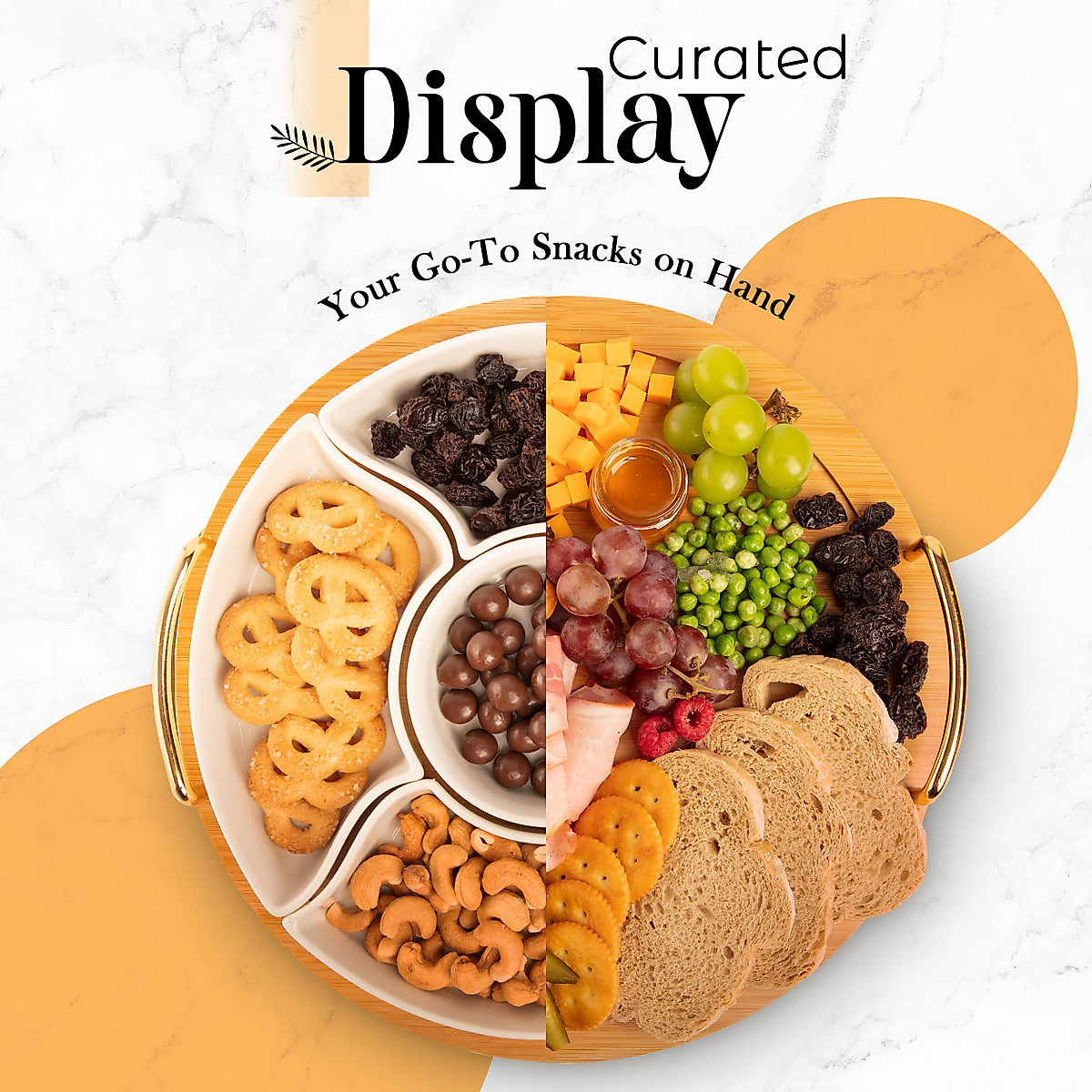 Chip and Dip Serving Set, 13.5" Serving Platters and Trays, Appetizer Serving Tray, Divided Serving Tray, Party Serving Trays and Platters, Relish Tray, Lazy Susan Taco Bar, Lazy Susan Serving Tray