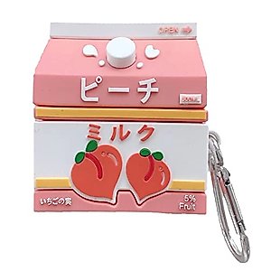 HENJI Case for Airpods 3 2021 New, 3D Cute Strawberry Milk Box Earphone Cases for AirPods 3rd Generation, Cartoon Cover for Earpods Earbuds, for Women Girls Teens (Strawberry Juice)