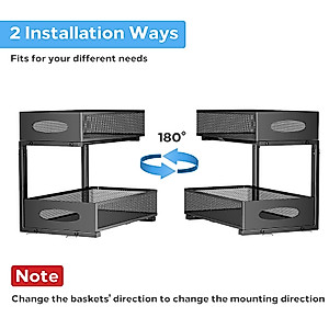 Under Sink Organizer, 2 Tier Pull out Cabinet Organizer Baskets with Mesh Sliding Drawers, Slide out Storage Shelf for Home, Kitchen, Bathroom, Pantry, Office Cabinet, Countertop(1 Pack)