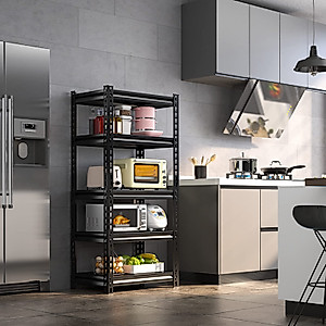 REIBII Garage Shelving Heavy Duty Storage Shelves, Heavy Duty Shelving, Adjustable Storage Rack with 5-Tier Metal Shelving Unit, Easy Assembly Unit Shelf, 2 Pack