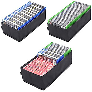 sisma Video Games Storage Case Compatible with Xbox PS5 PS4, Holds Around 22-25 Game Discs, Games Organizer Home Safekeeping Foldable Box