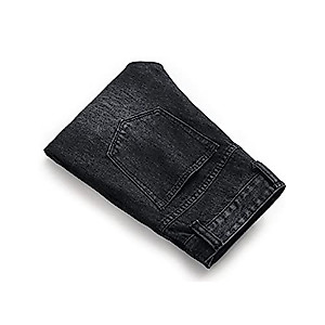 Men's Ripped Washed Slim Fit Jeans Straight Leg Moto Biker Denim Pants Vintage Distressed Skinny Jean Trousers (Black,40)