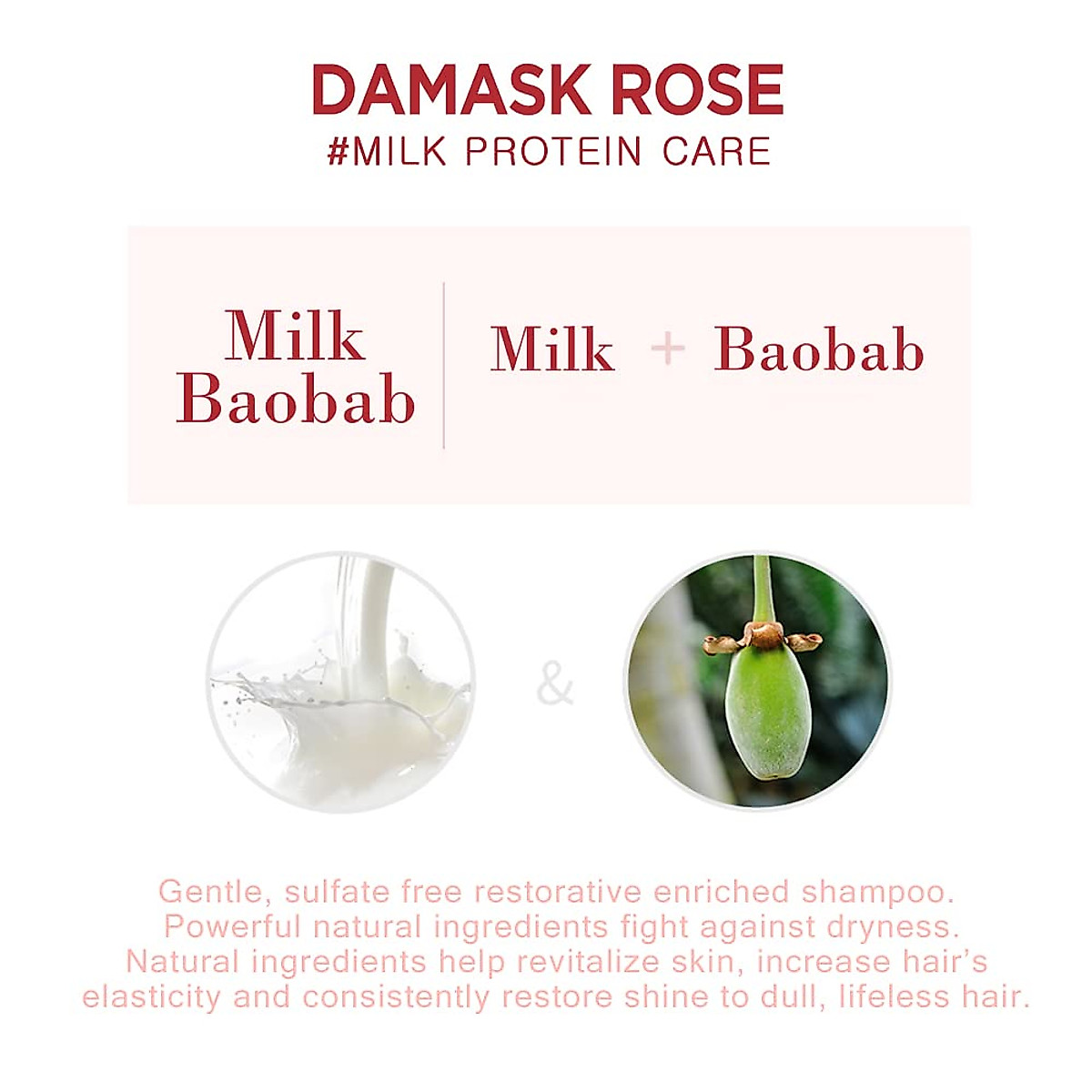 MILK BAOBAB Sensitive Shampoo Damask Rose 16.9 Fl Oz
