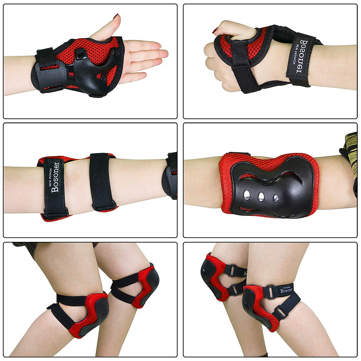 BOSONER Kids/Youth Knee Pad Elbow Pads Guards Protective Gear Set for Roller Skates Cycling BMX Bike Skateboard Inline Skatings Scooter Riding Sports