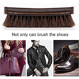 Annalovic 2 PC Horsehair Shoes Polish Brushes, Care Cleaning Daubers Applicators for Shoes, Boots, Leather Handbags, Coats Pans, Sofa, Furniture (Medium, Brown)