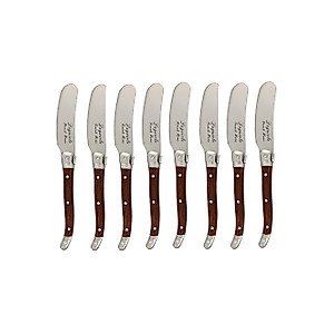 Laguiole 8-Piece Cheese Knife Set – Stainless Steel Cheese Spreaders – Dip, Cheese & Butter Knife Spreader – Cheese Knives Set for Parties – Luxurious Charcuterie Accessories (Pakkawood, Brown)