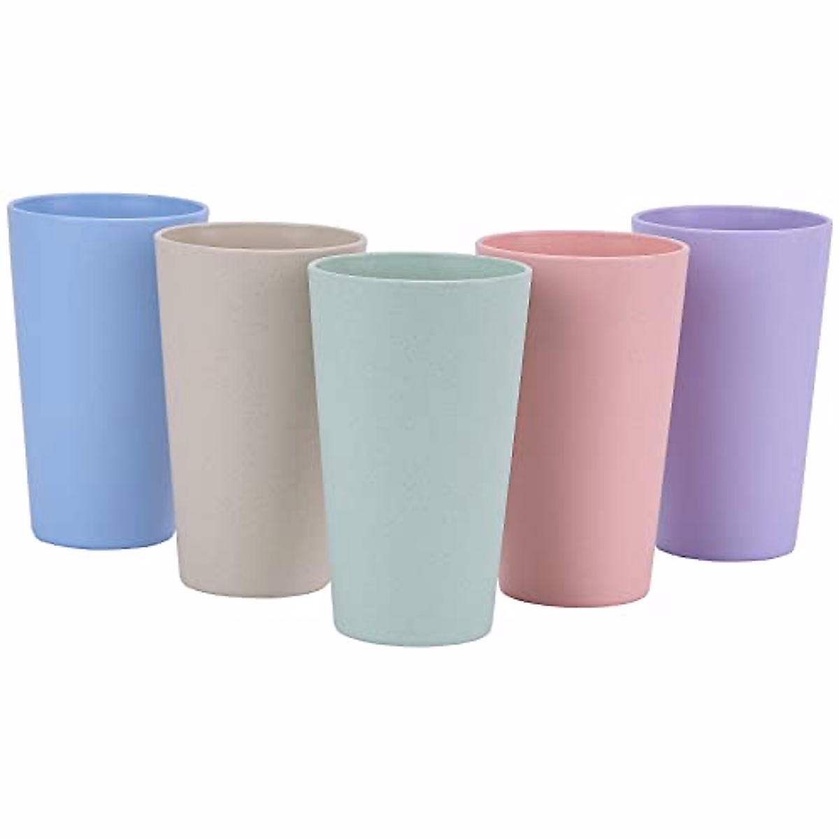 LuckyZone Wheat Straw Unbreakable Cup | 20 oz Reusable Water Drinking Glasses Sets of 5 | Lightweight Stackable Tumbler for Kitchen Outdoor | Dishwasher Safe, BPA Free and Eco friendly (20 oz)