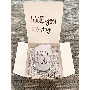 Godmother Gift Wineglass, Godmother Gift, Godmother Proposal Gift, Will you be my Godmother, Godmother Box, Godmother Gift Box