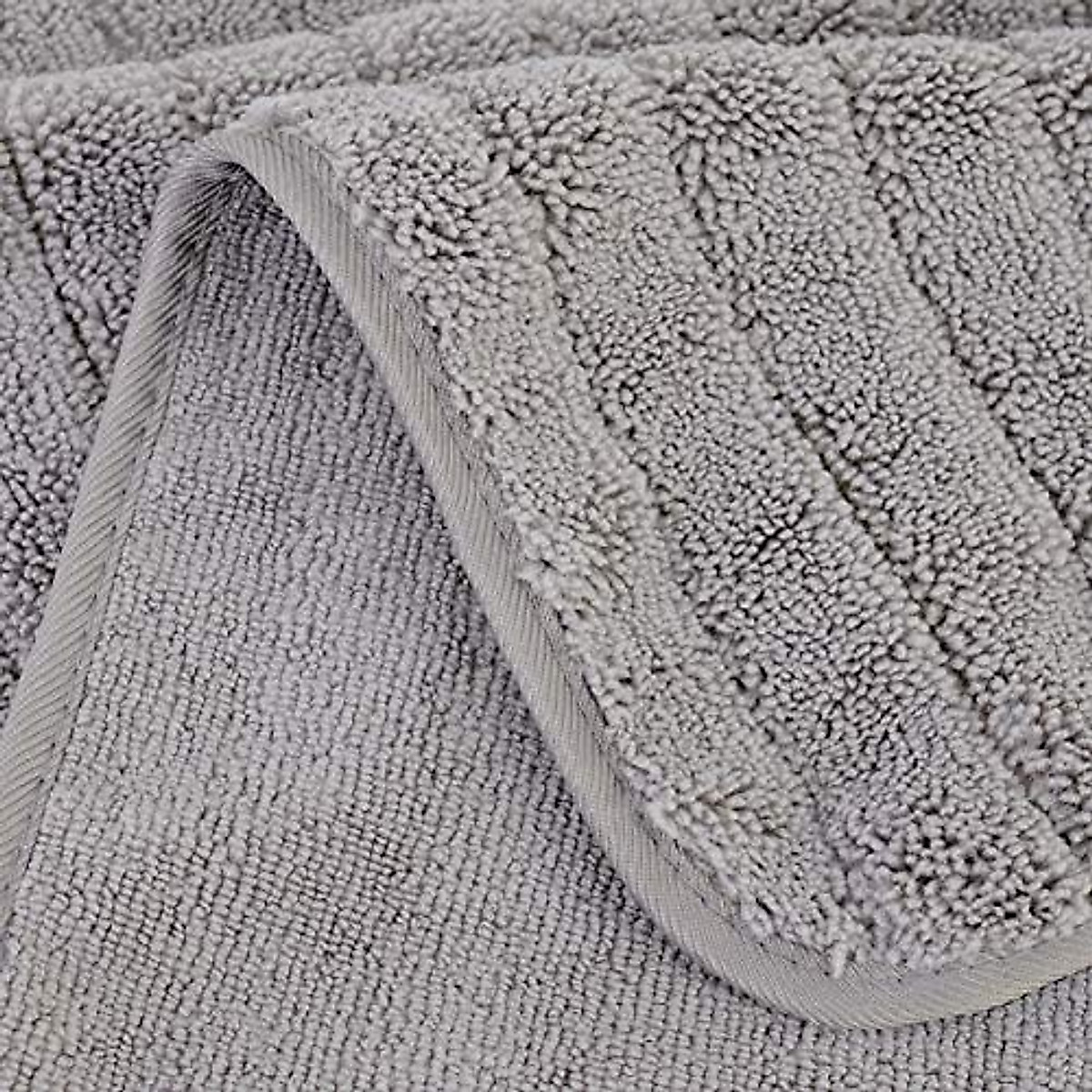 POLYTE Microfiber Oversize Quick Dry Lint Free Bath Towel, 60 x 30 in, Set of 2 (Gray, Ribbed Design)