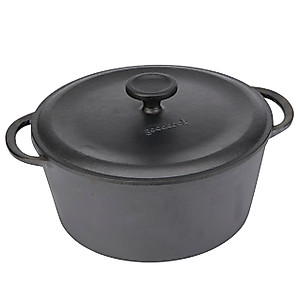 GoodCook Pre-Seasoned Cast Iron Dutch Oven, 5 Quart, Black