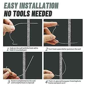 FURHUA 20pcs Super Hook Picture Hangers and Office Pack, Drywall Hooks for Hanging Pictures, Wall Hooks, Picture Hangers, Picture Hanging Kit，Hang Art, Clock, Shelves, Mirrors...