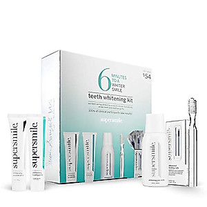 Supersmile Teeth Whitening Set - 6 Minutes to a Whiter Smile - Toothpaste, Accelerator, Toothbrush, Activating Rods, and Pre-Rinse - Up to 6 Shades Whiter Teeth - No Sensitivity (Original Mint)