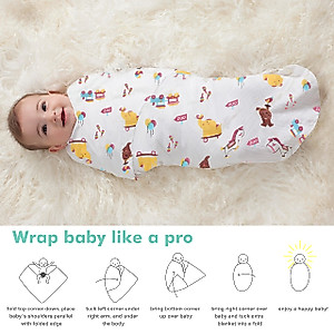Koo-dib Muslin Baby Receiving Wrap Swaddle Blanket, Baby Swaddlers Blankets 0-3 Months Muslin Receiving Swaddle Blankets Neutral, Set of 5 30x30 Inches